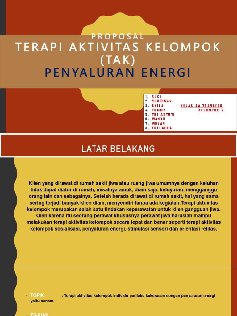 Terapi Aktivitas Kelompok (TAK) : Penyaluran Energi | PDF