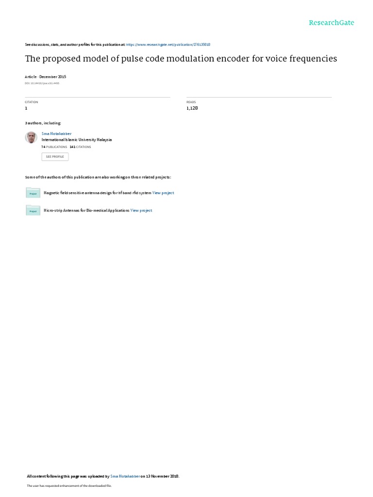 The Proposed Model of Pulse Code Modulation Encoder For Voice ...