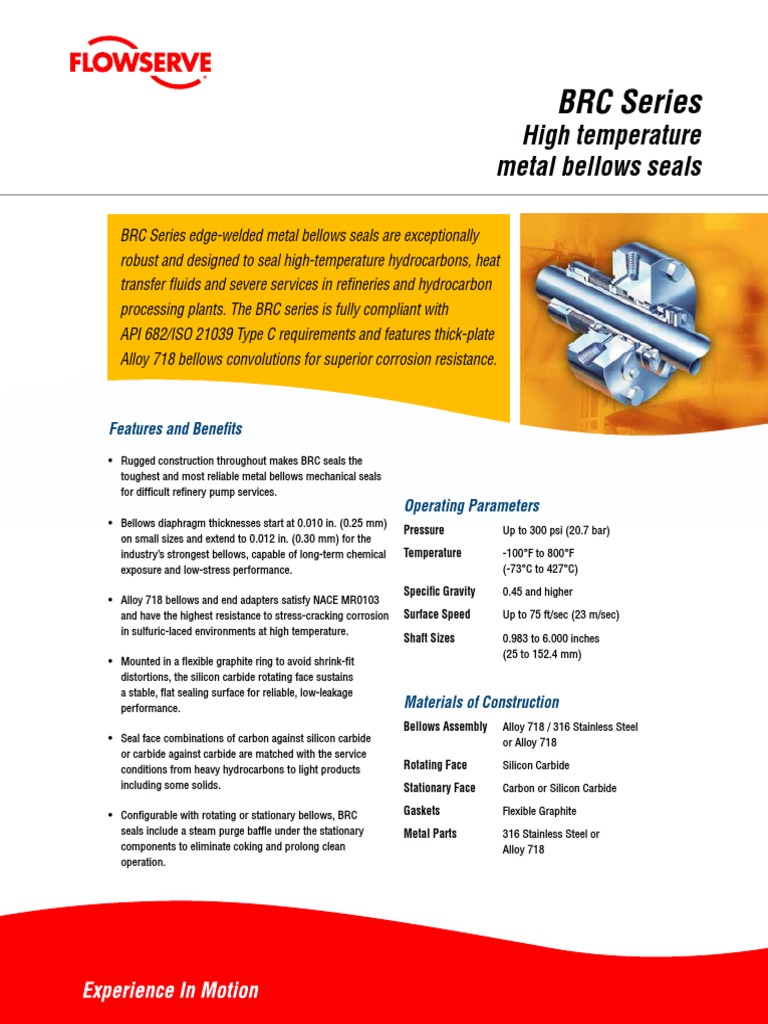 BRC Series: High Temperature Metal Bellows Seals | PDF | Carbon | Corrosion