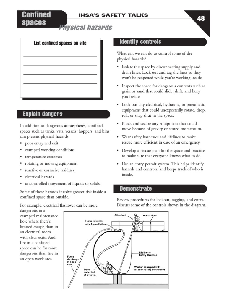 Confined Spaces Physical Hazards | PDF | Safety | Nature