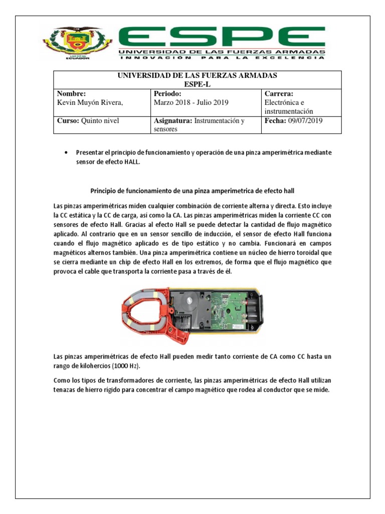Tarea 3 - 3 Aplicación Sensor Efecto Hall | PDF | Corriente eléctrica | Campo magnético