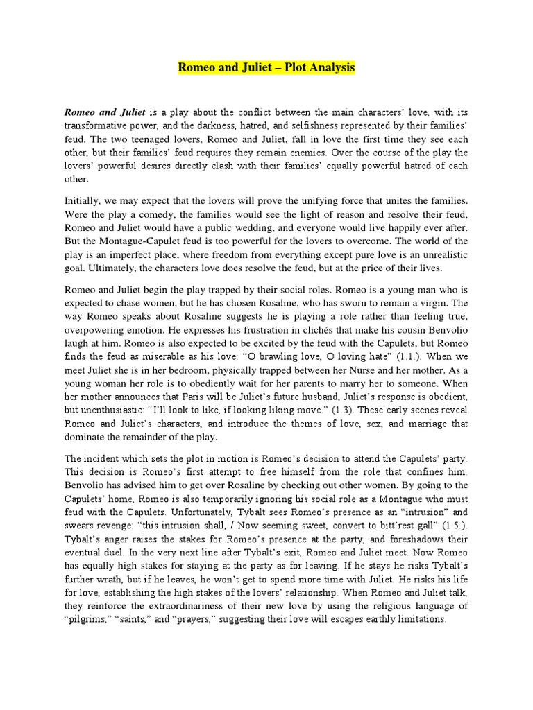 Romeo and Juliet - Plot Analysis | PDF | Characters In Romeo And Juliet ...