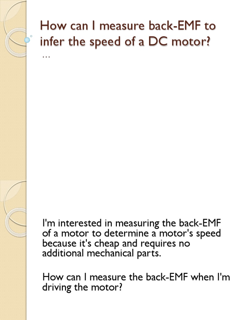 Measuring Back-EMF for Motor Speed | PDF | Voltage | Electrical ...