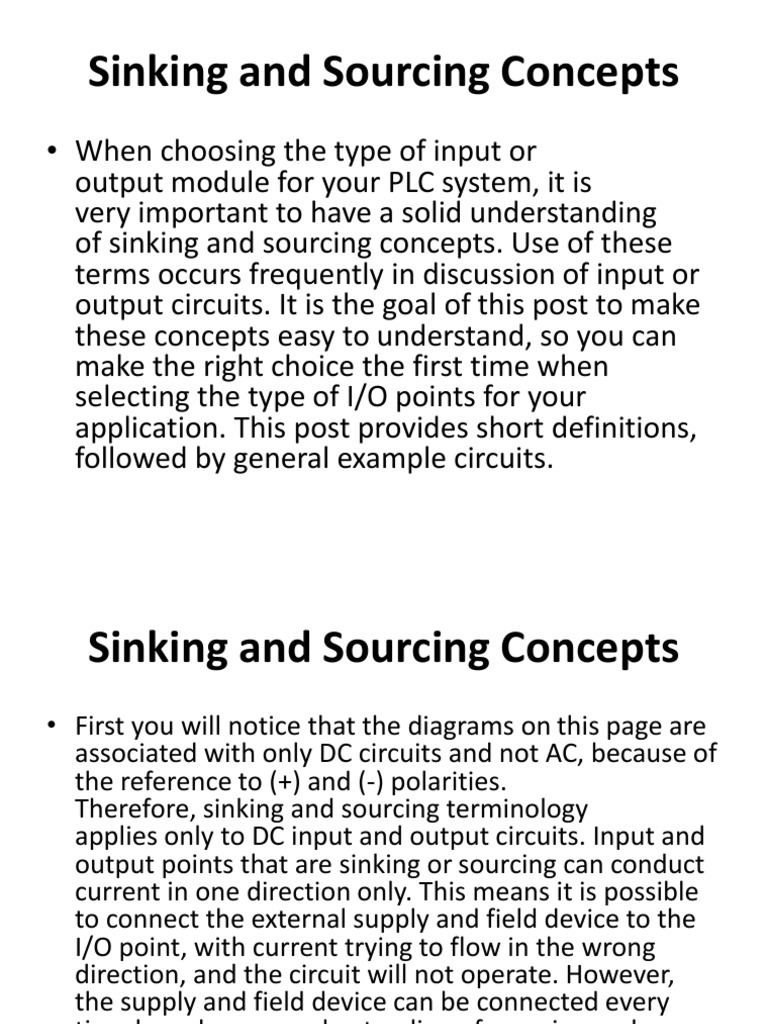 Sinking and Sourcing Concepts | PDF | Power Supply | Programmable Logic ...