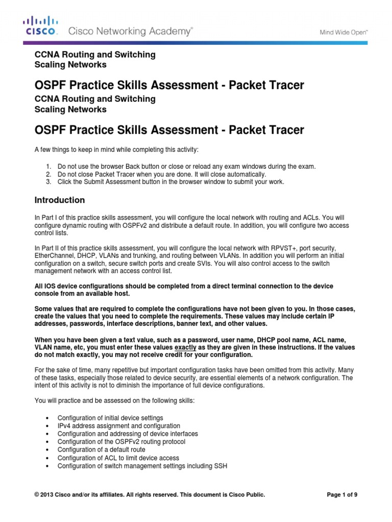 OSPF Practice Skills Assessment - Packet Tracer: CCNA Routing and Switching Scaling Networks ...