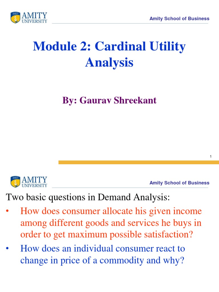 Module 2: Cardinal Utility Analysis: By: Gaurav Shreekant | PDF ...