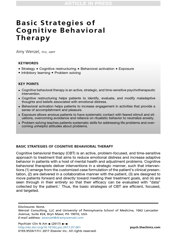 Basic Strategies of CBT | PDF | Cognitive Behavioral Therapy ...