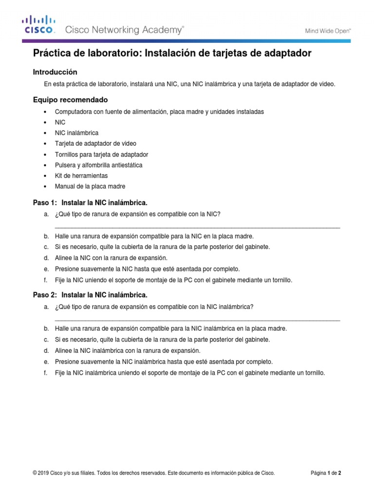 3.1.4.4 Lab - Install Adapter Cards | PDF | Microcomputadoras ...