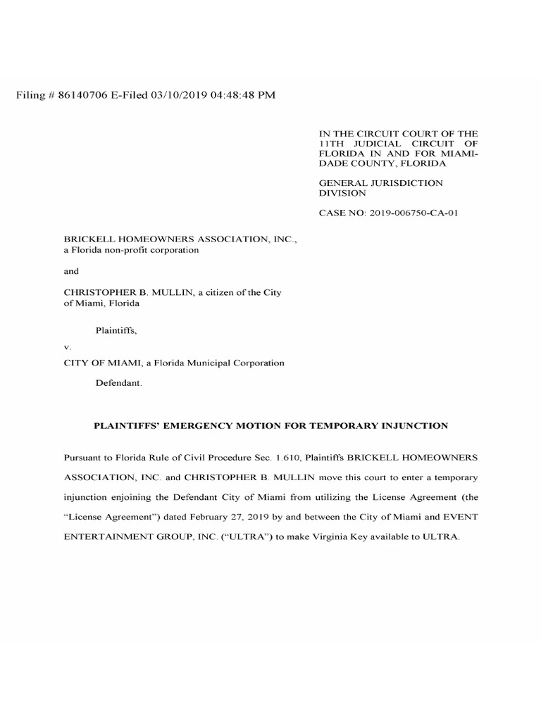 Motion For Temporary Injunction | PDF