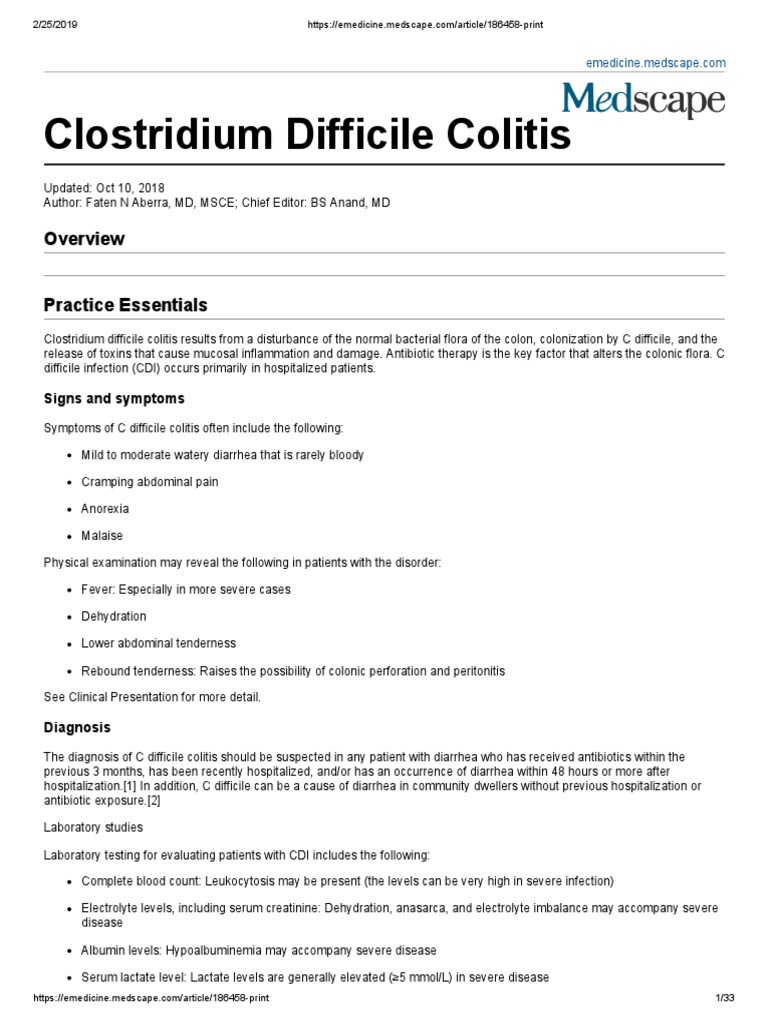 Clostridium Difficile Colitis | PDF | Inflammatory Bowel Disease | Diarrhea