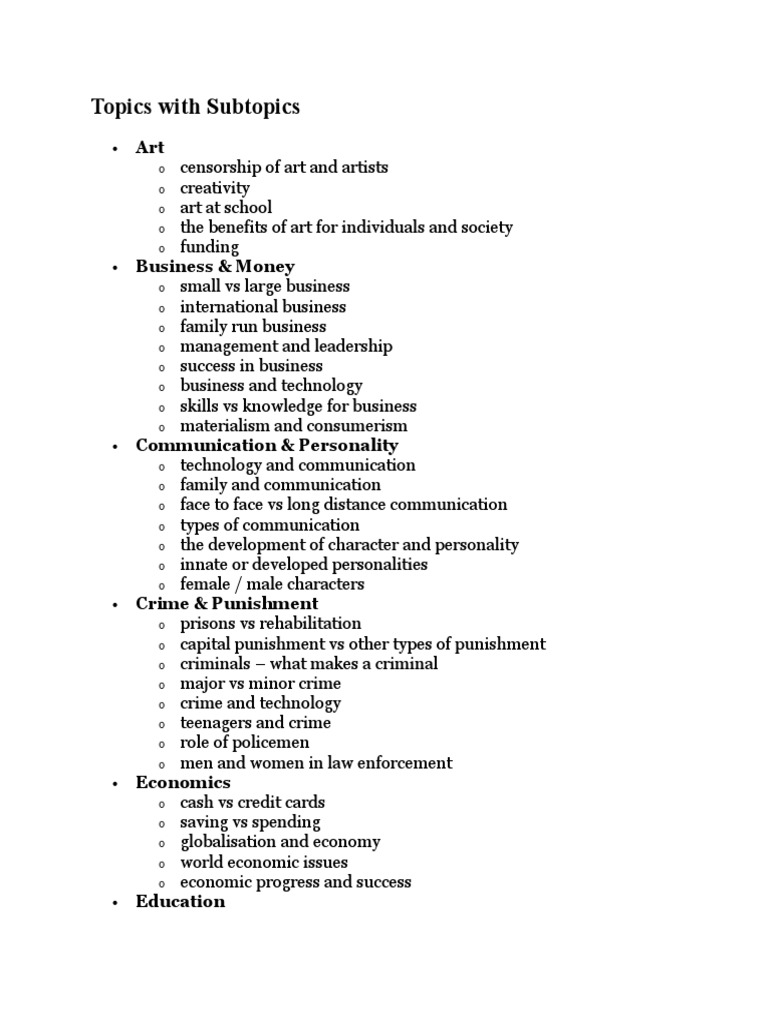 Topics With Subtopics | PDF | Crime & Violence | Crime Thriller