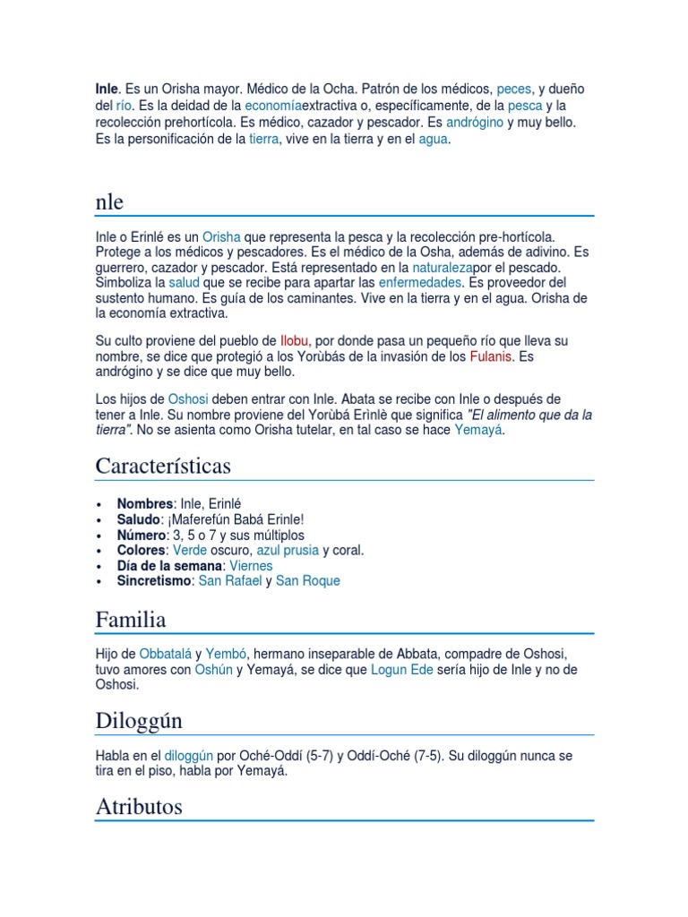 Inle Orisha | Descargar gratis PDF | Santeria | Religión y creencia