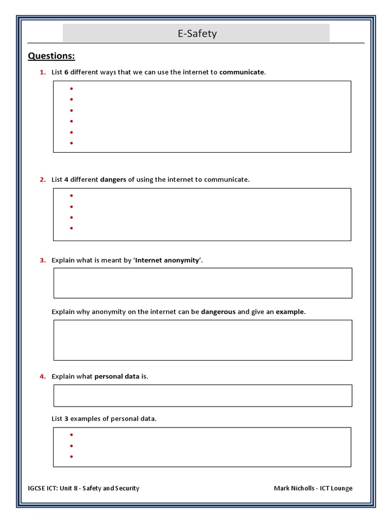 E Safety | PDF | Games & Activities