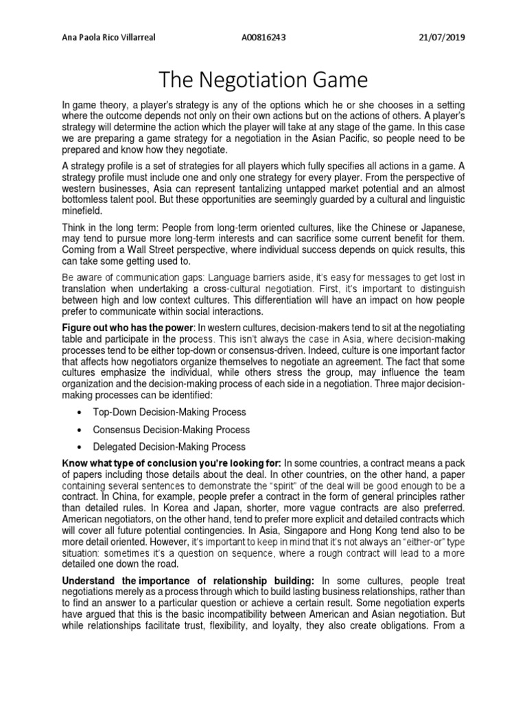 Negotiation Game | PDF | Negotiation | Decision Making