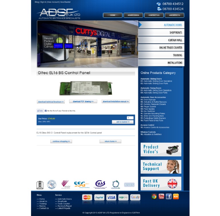 'ADSF Ditec EL16 BIS Control Panel' WWW - Adsf - Co - Uk - Automatic Sliding Door Parts and ...