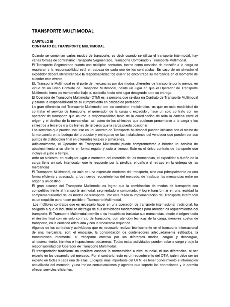 Documento Transporte Multimodal | PDF | Transporte Intermodal de Carga ...