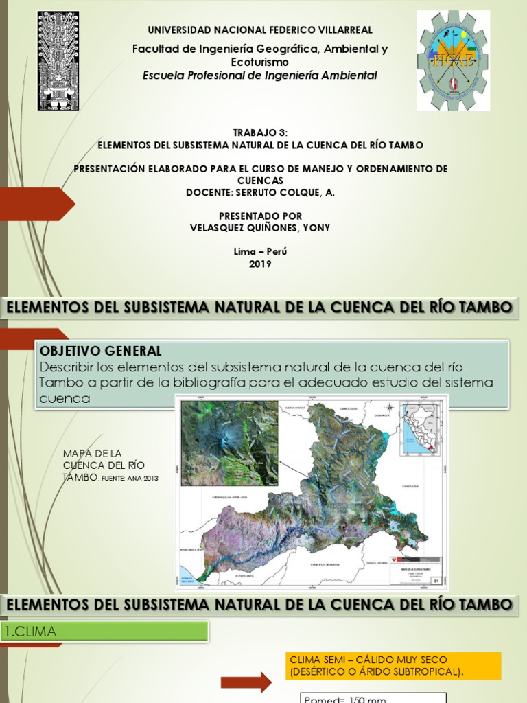 Elementos del subsistema natural del río Tambo | PDF | Cuenca de drenaje | Clima