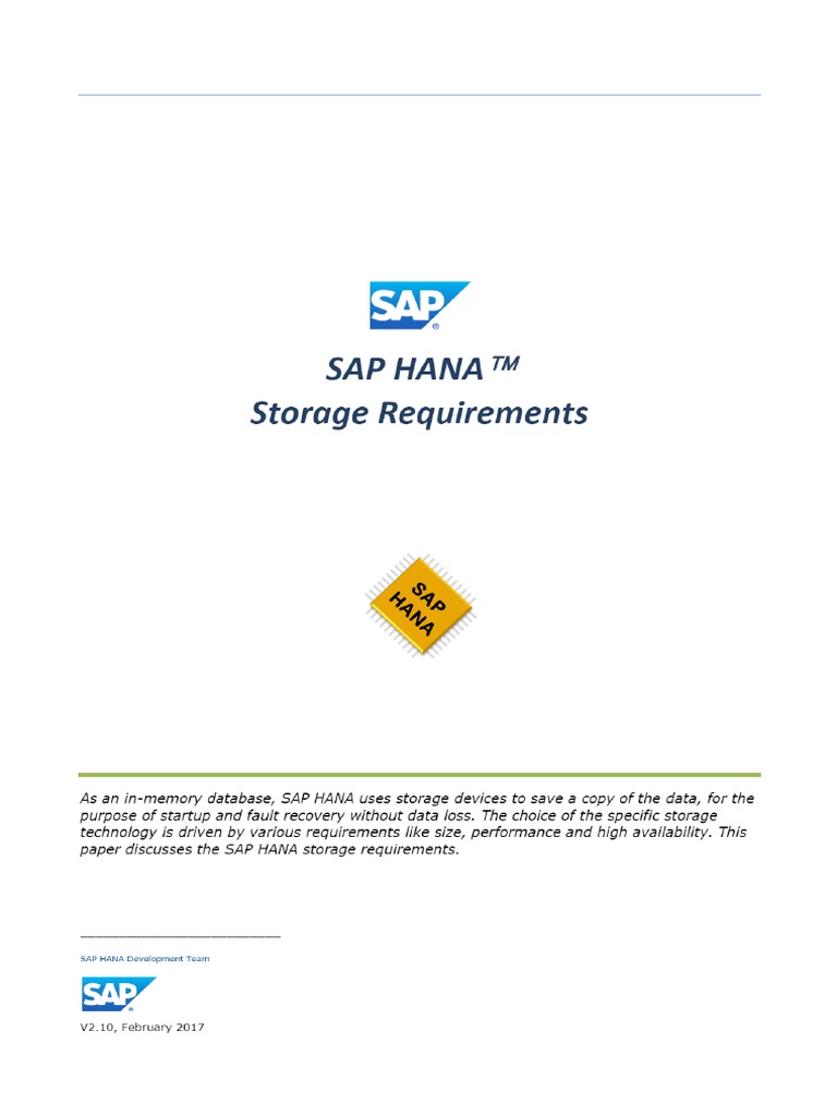 Sap Hana Tdi Storage Requirements Pdf Pdf