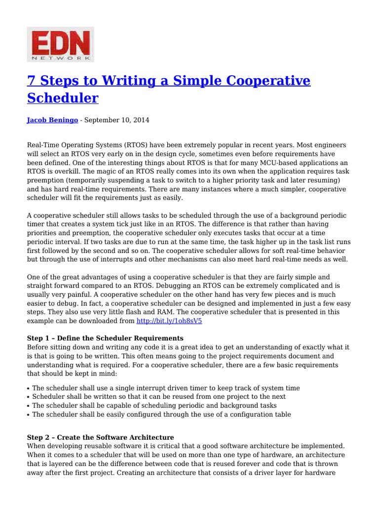 7 Steps To Writing A Simple Cooperative Scheduler PDF | PDF ...