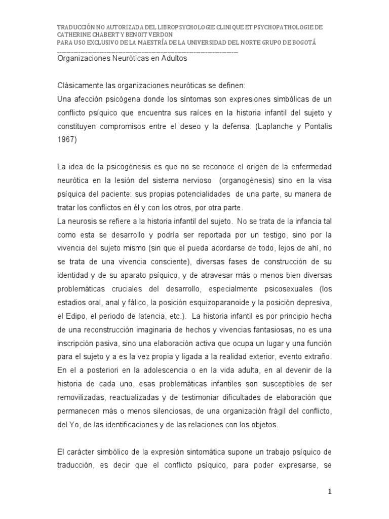 Catherine Chabert Neurosis en Adultos | PDF | Neurosis | Carné de identidad