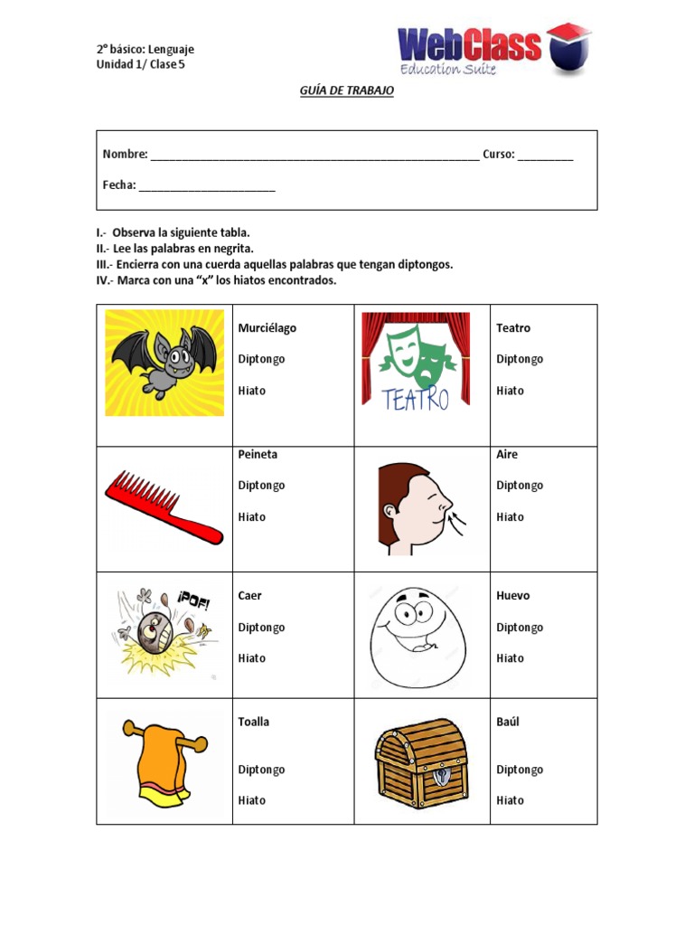 Guía Diptongo e Hiato PDF | PDF