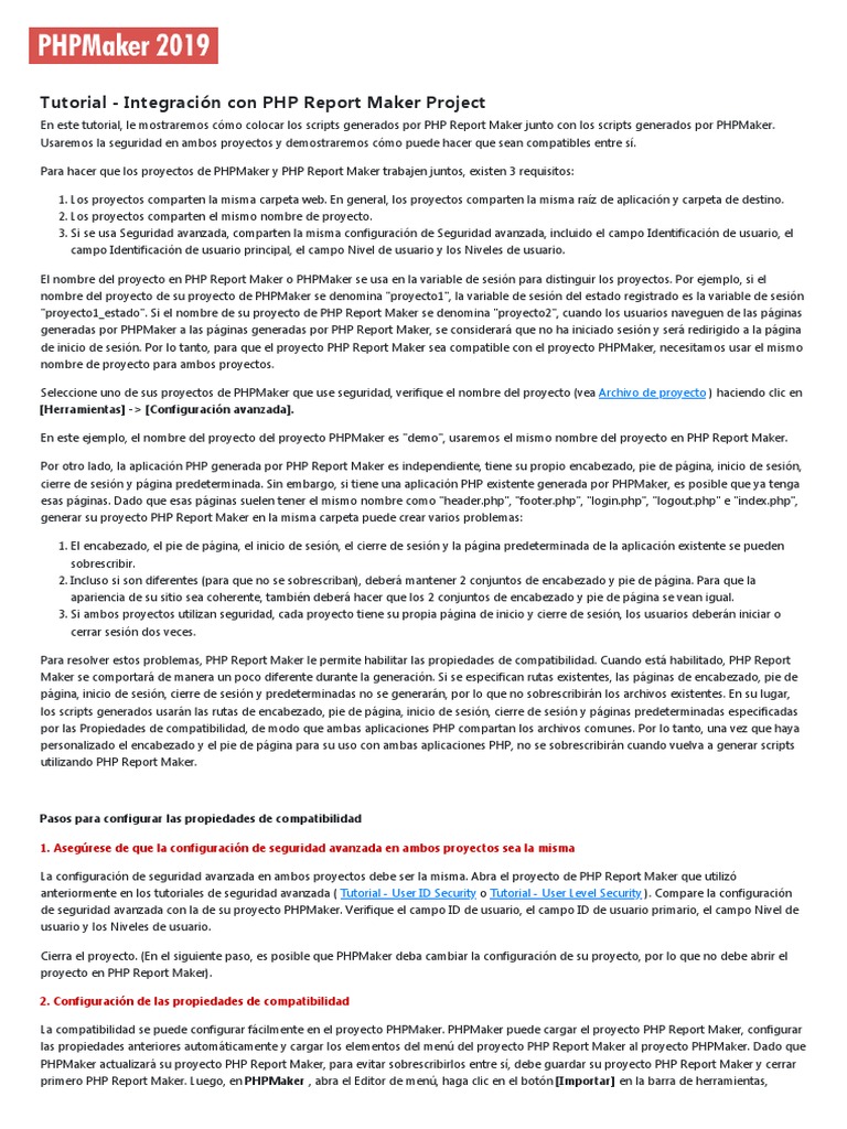 Tutorial - Integración Con PHP Report Maker Project | Descargar gratis ...