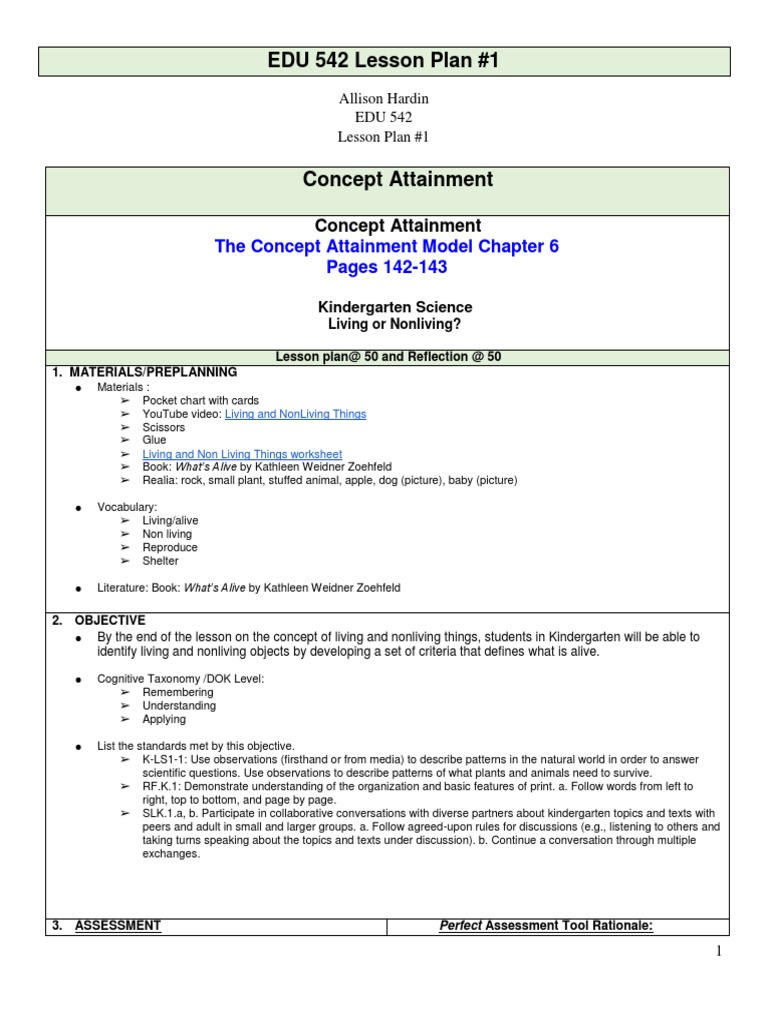Edu 542 Lesson Plan 1 | PDF | Information | Understanding