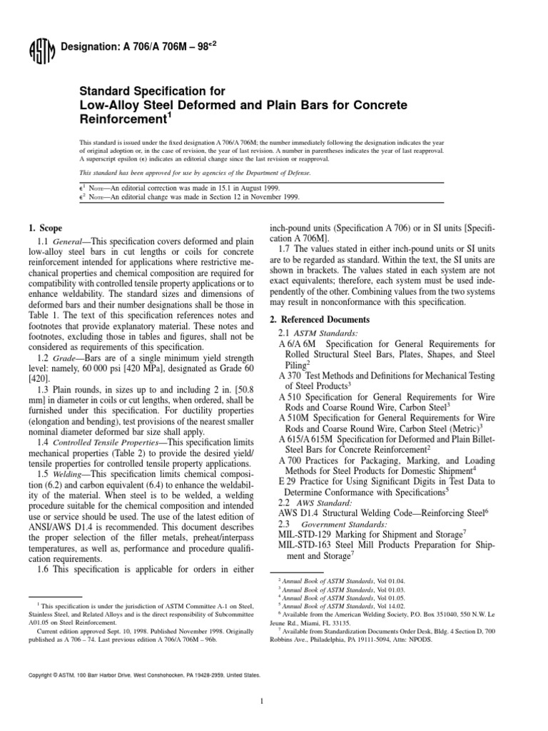 Astm A706 PDF | PDF | Metals | Building Engineering