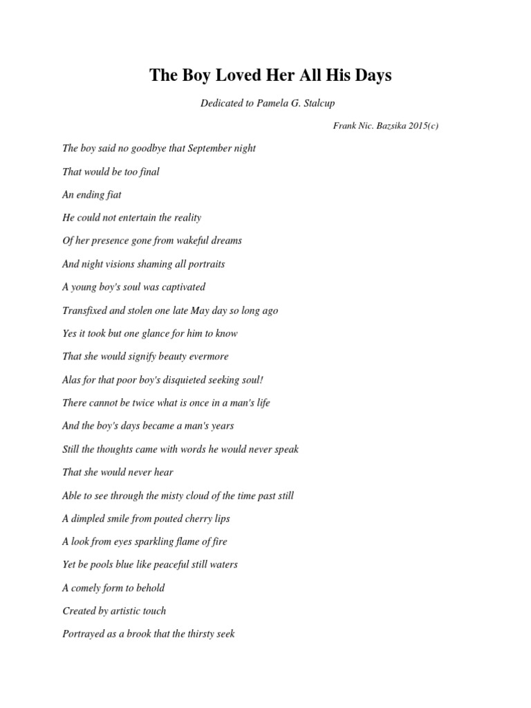 The Boy Loved Her All His Days | PDF