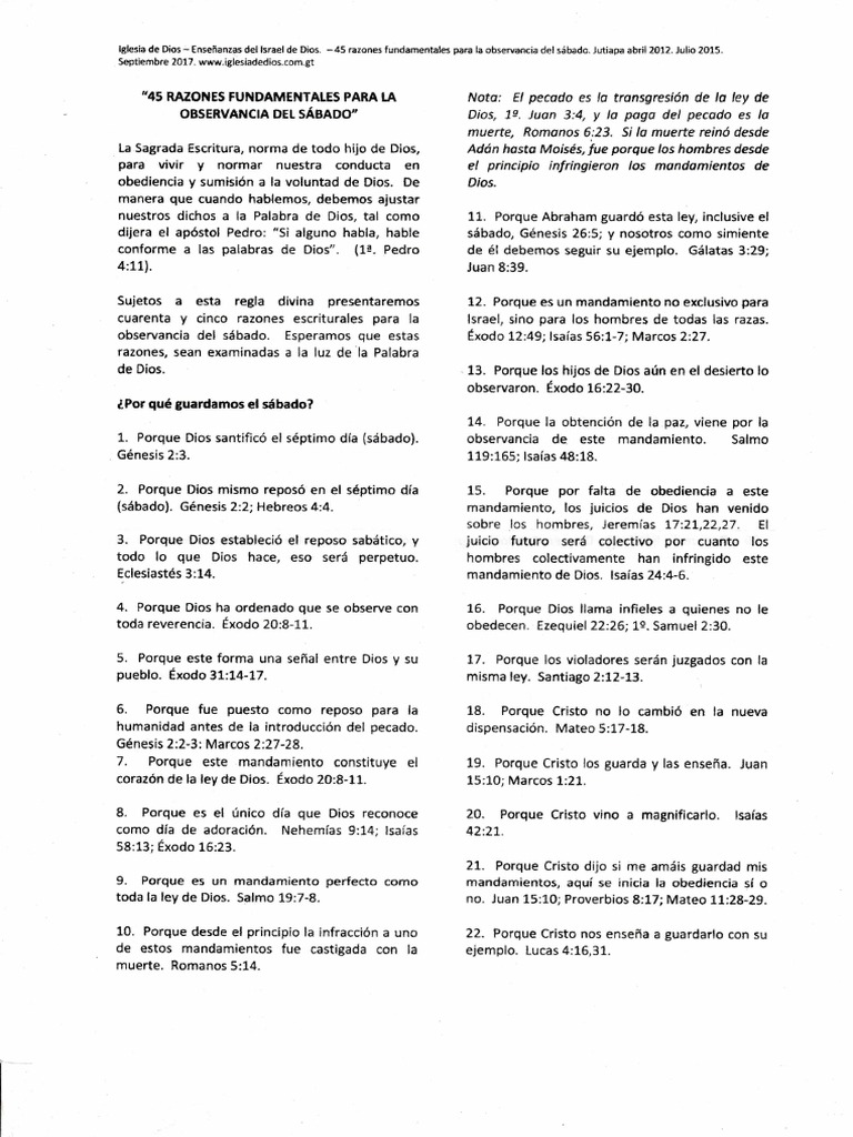 45 Razones Para Guardar El Sabado Pdf
