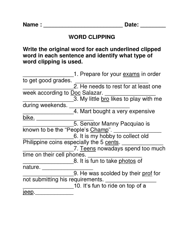 Word Clipping | PDF