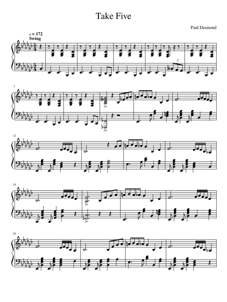 Take Five Terrence Shider Piano Solo - MSCZ | PDF