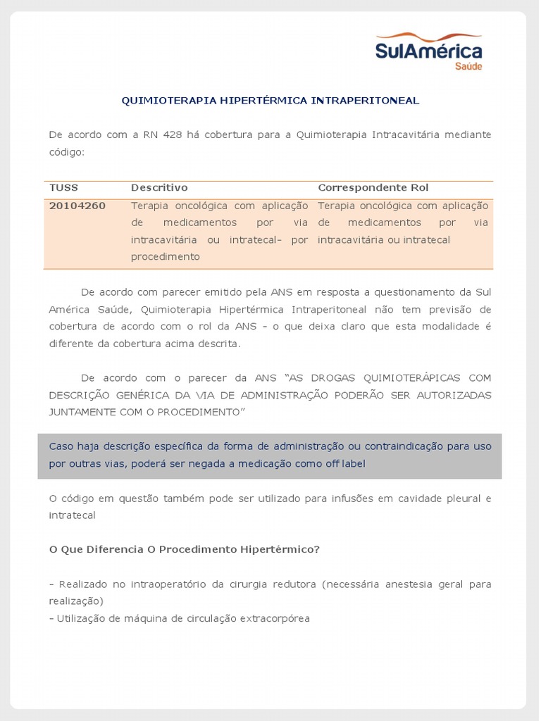 Fundamentos técnicos e modalidades da quimioterapia intraperitoneal no ...