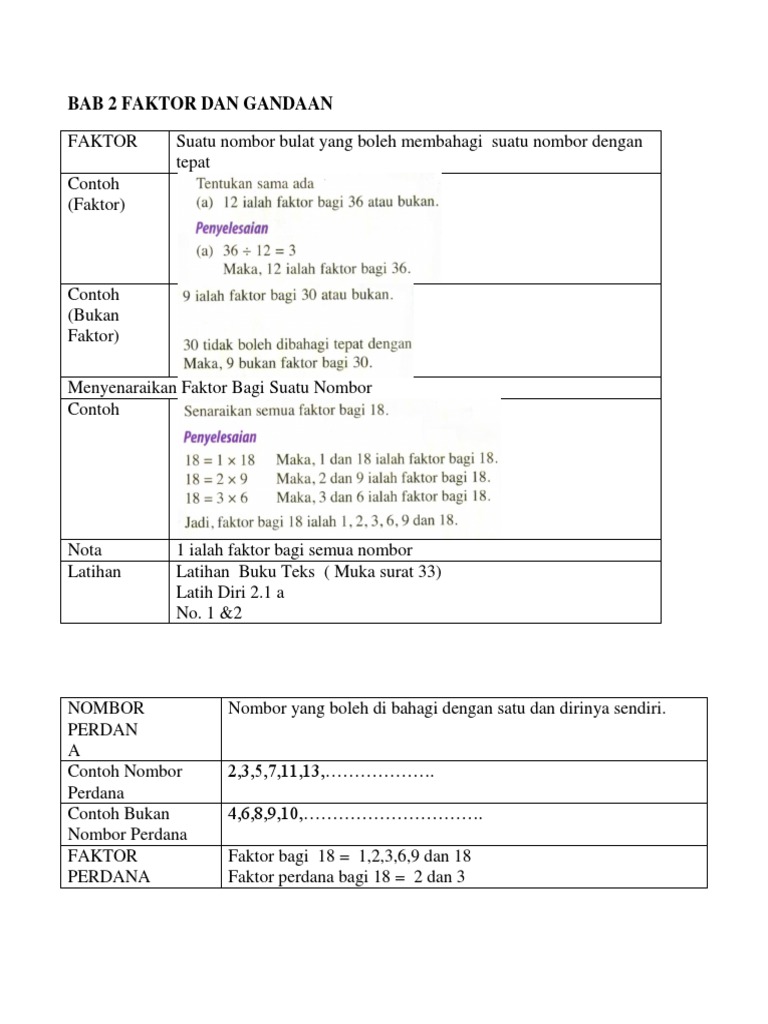 Bab 2 Faktor Dan Gandaan | PDF