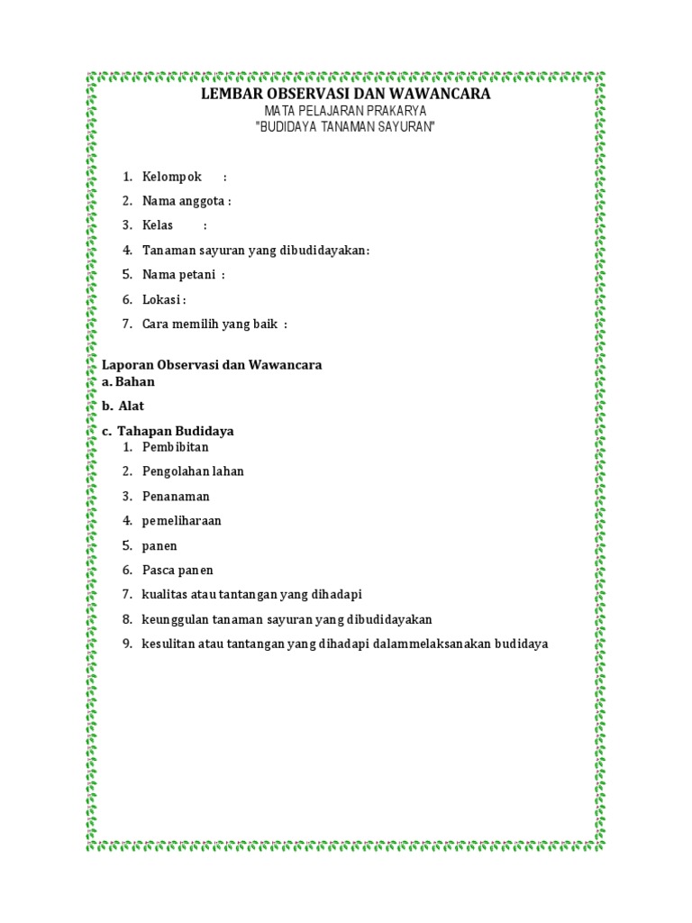 Lembar Observasi Dan Wawancara | PDF