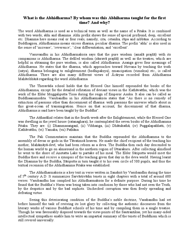 What Is The Abhidharma | PDF | Gautama Buddha | Indian Religions