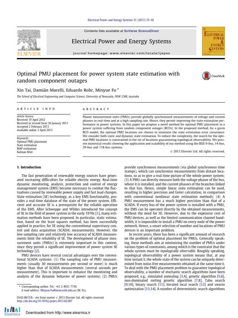 Optimal PMU Placement For Power System S PDF | PDF | Mathematical Optimization | Applied Mathematics