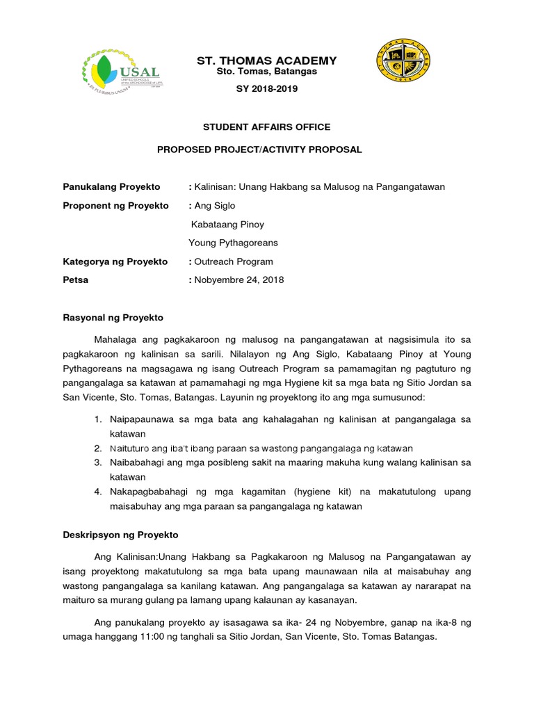 Panukalang Proyekto- Outreach Program