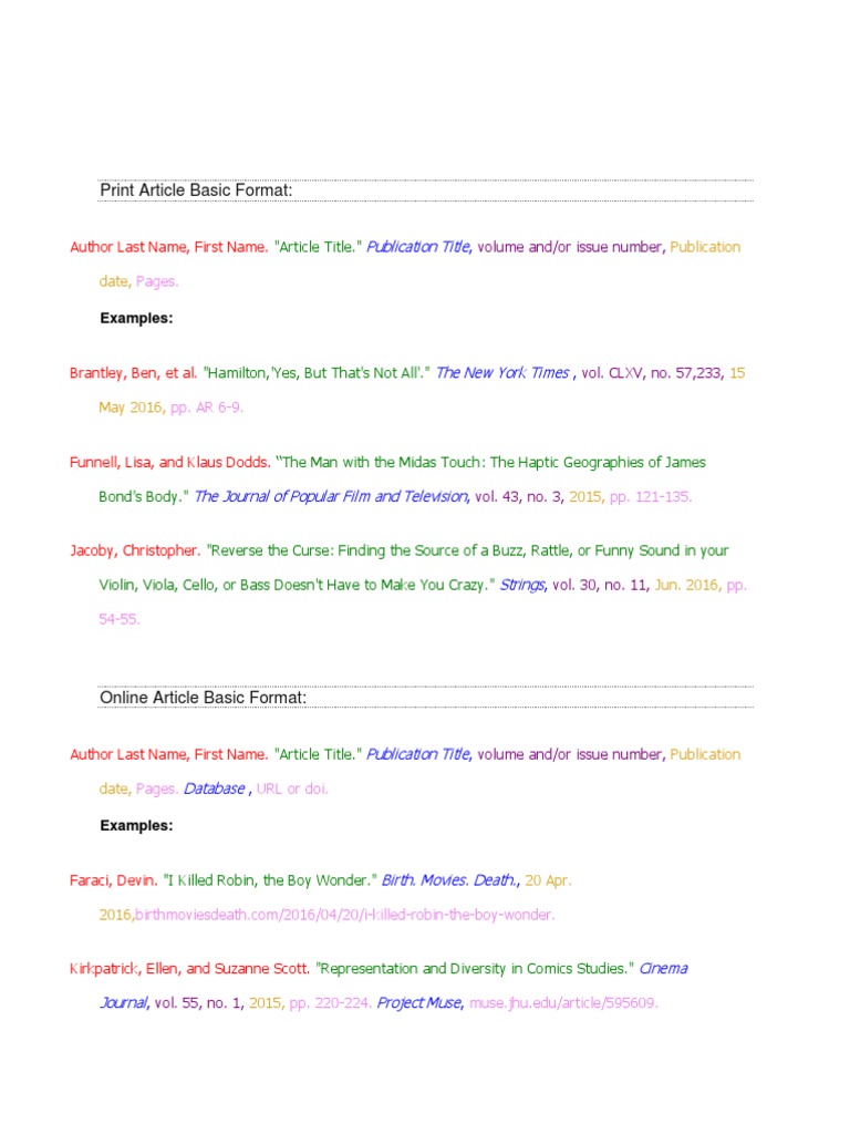 Article Citation Formats Guide | PDF | Websites | Internet