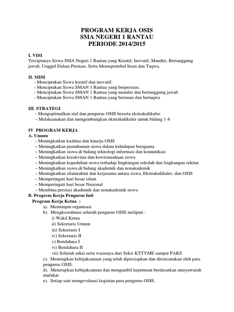 Contoh 1 Program Osis | PDF