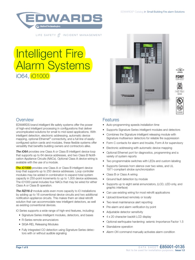 Intelligent Fire Alarm Systems: Io64, Io1000 | PDF | Amplifier ...
