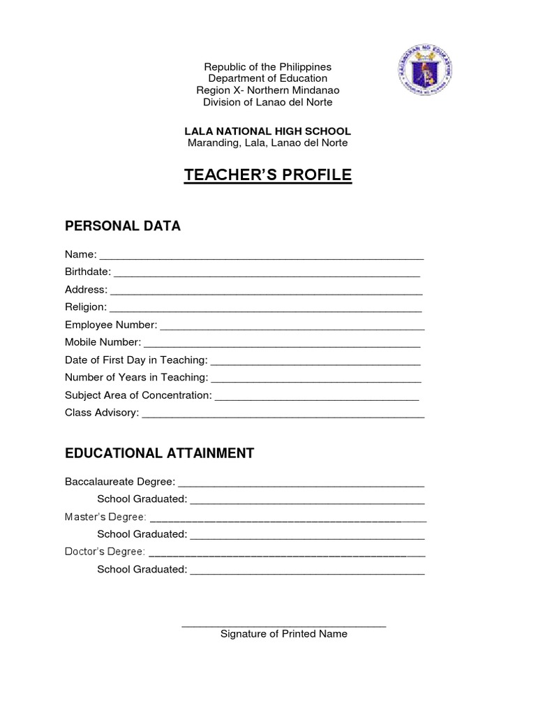 Teachers Profile | PDF