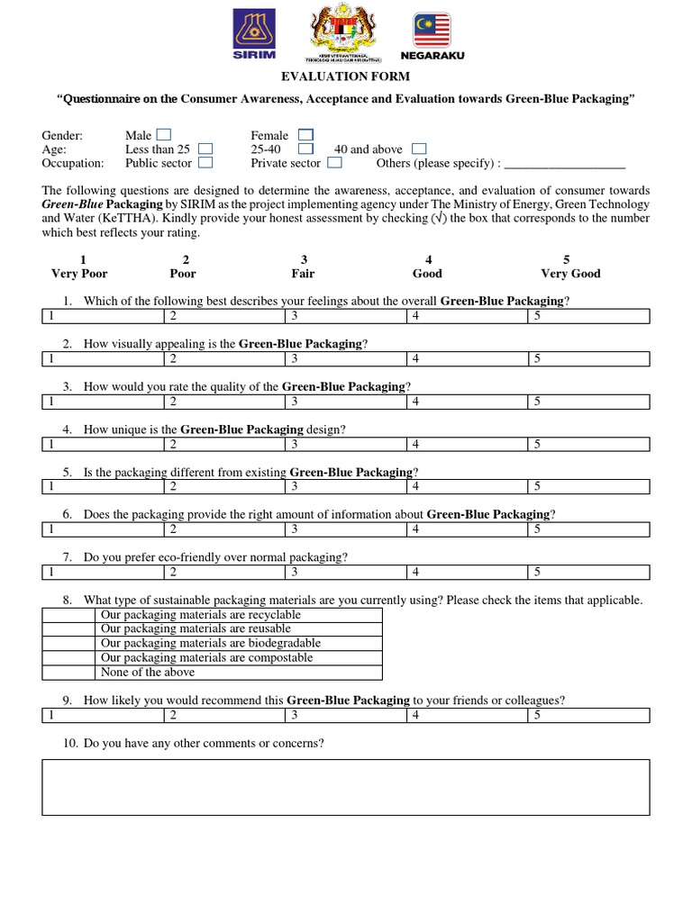 Questionnaire GB | PDF | Packaging And Labeling | Sustainable Architecture