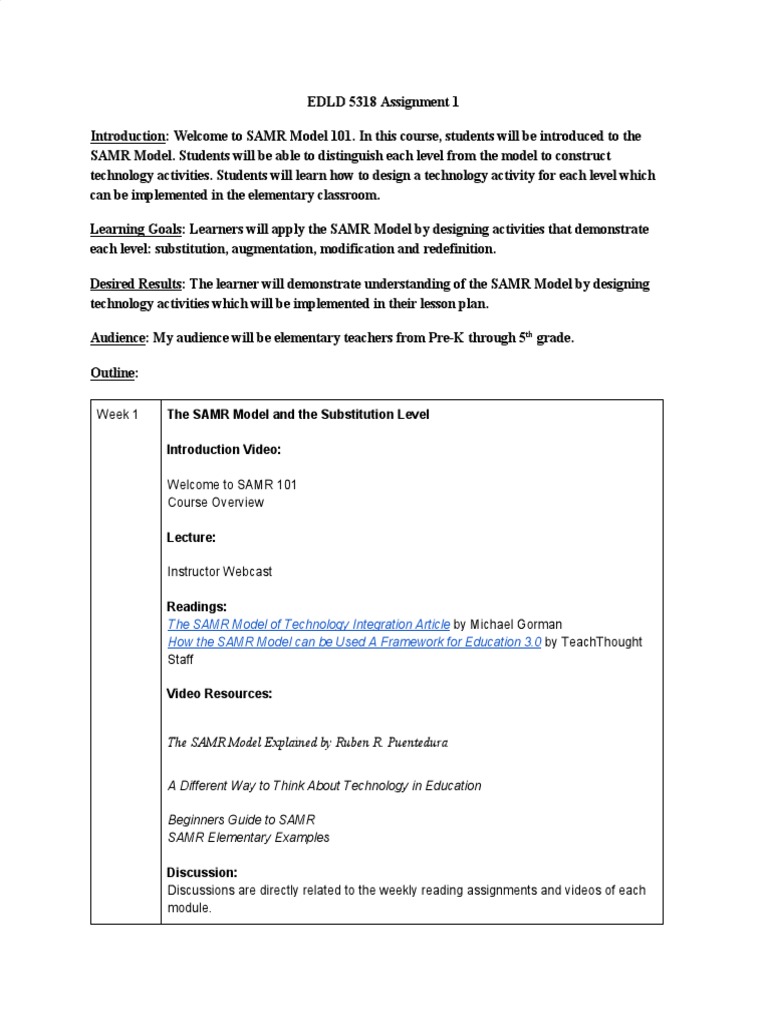 Edld 5318 Assignment 1 Pdf Teaching Learning