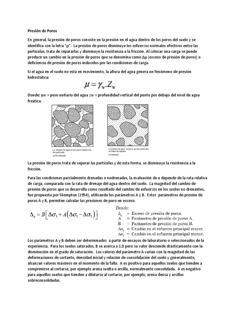 Skempton Presion de Poros | PDF | Presión | Suelo