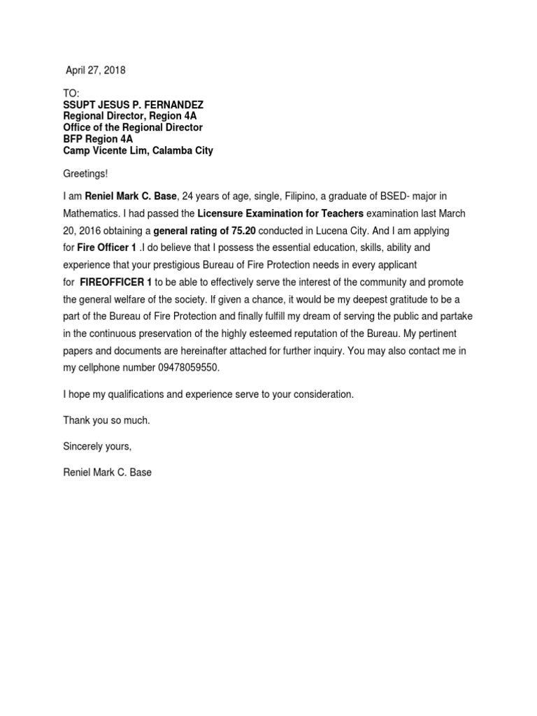 Ssupt Jesus P. Fernandez Regional Director, Region 4A Office of The ...