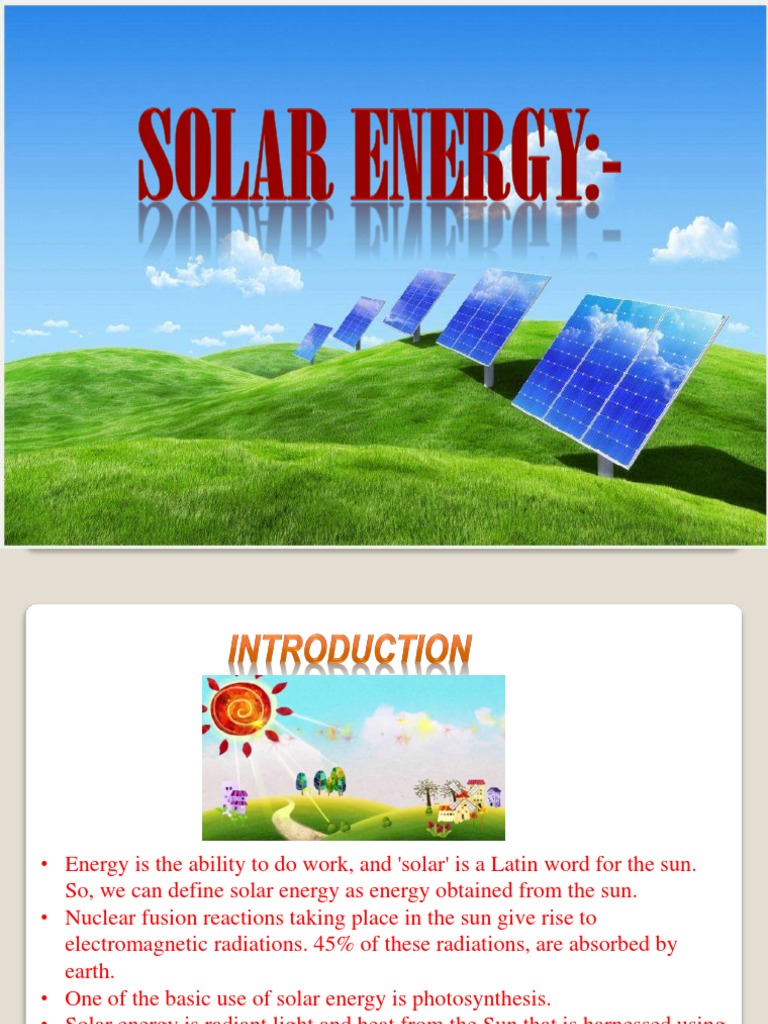 Solar Energy Presentation | PDF | Solar Energy | Solar Cell