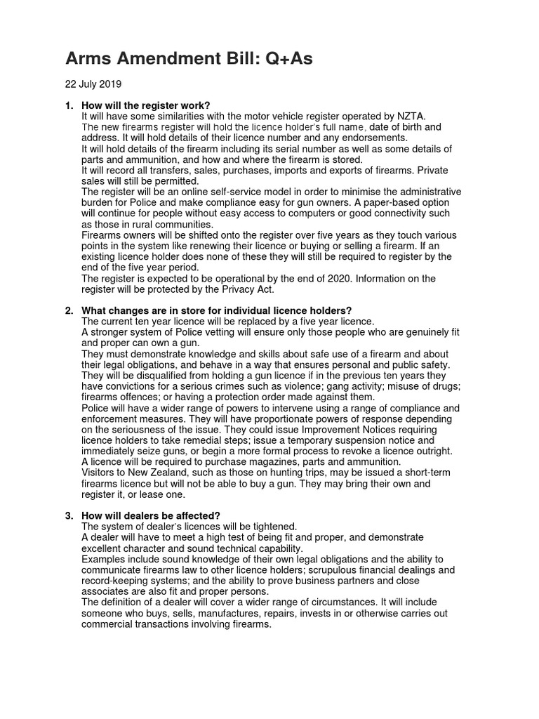 Arms Bill Q&A | PDF | Police | License
