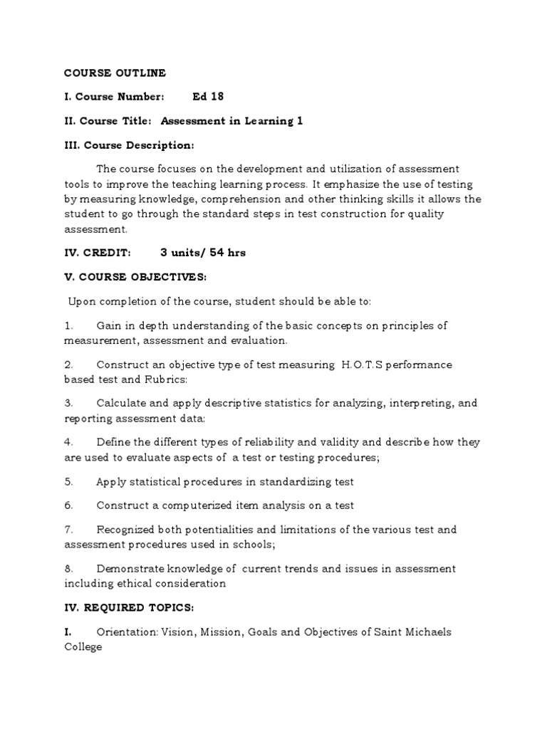 Assessment in Learning 1 | Educational Assessment | Test (Assessment)