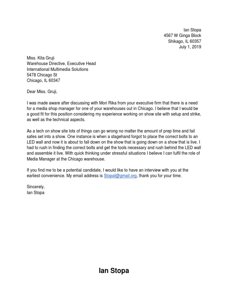 Cover Letter Follow Up | PDF